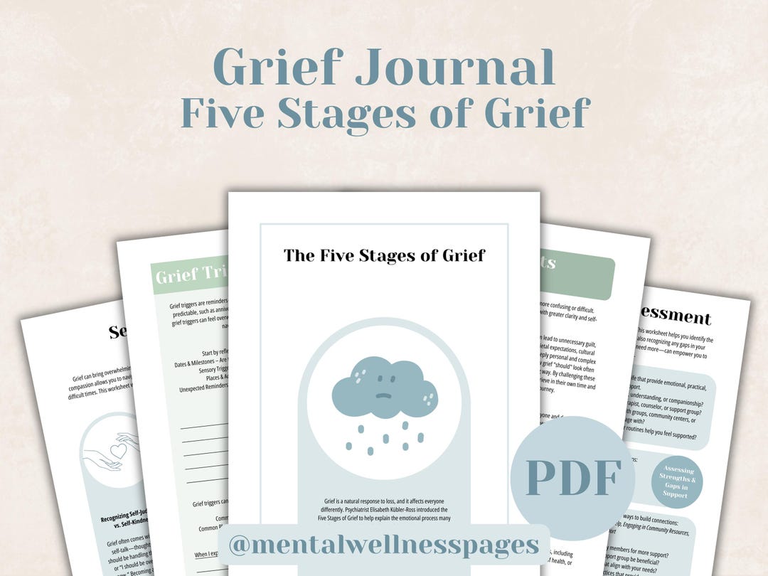 Grief Journal, Stages of Grief Workbook, Loss & Bereavement, Grief Care ...