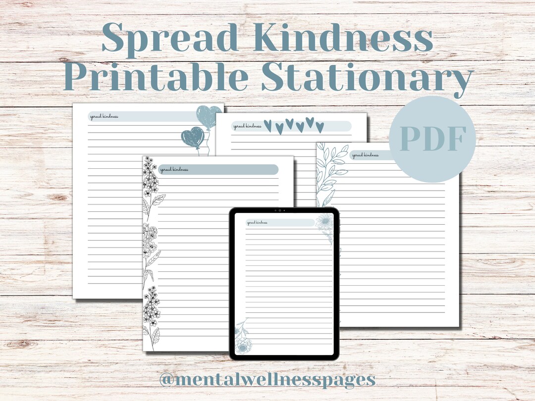 Spread Kindness Printable Stationery | Be Kind Printable Notes | Mental ...