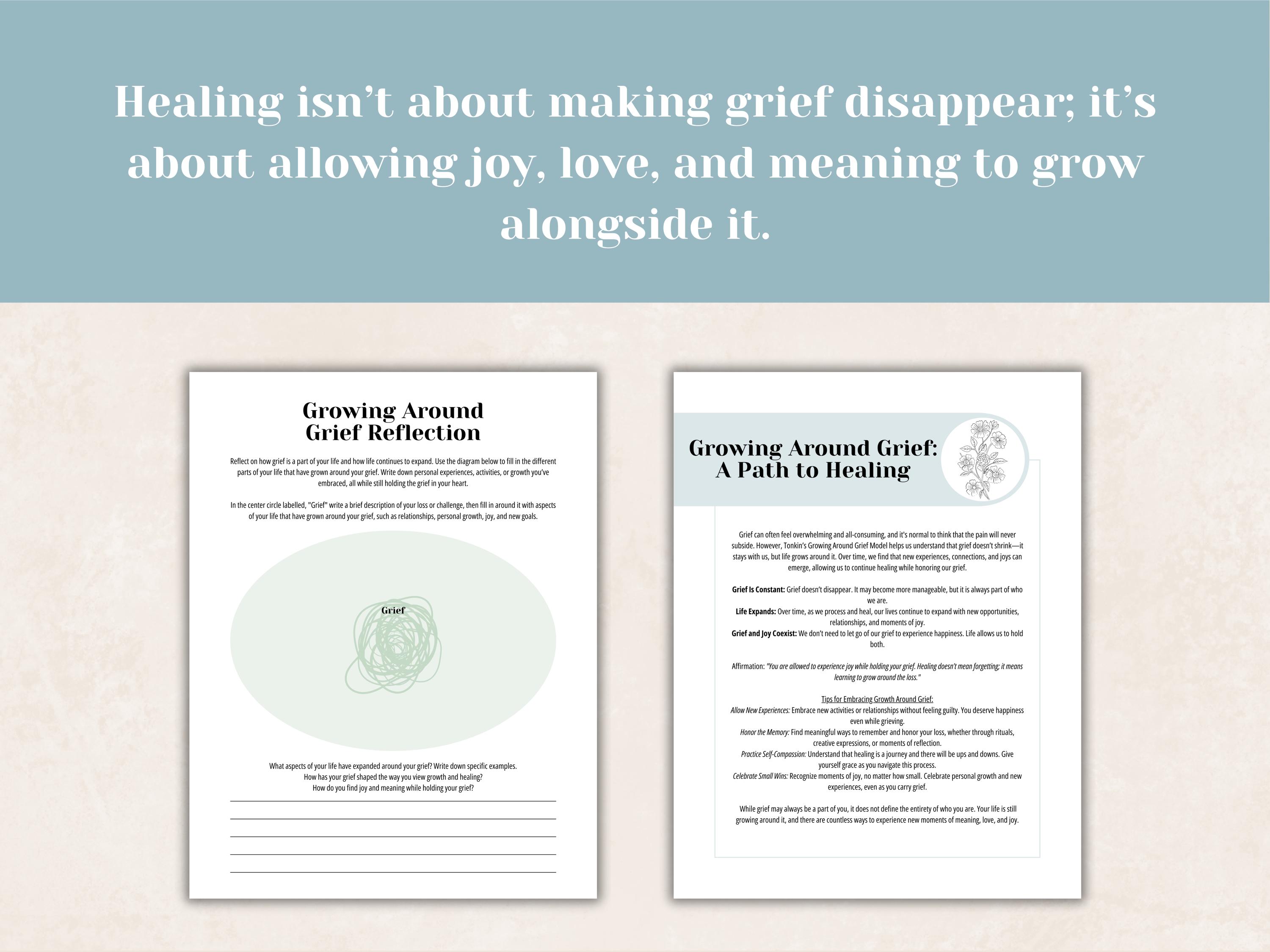 Growing Around Grief, Therapy Worksheets, Grief Care Package, Grief ...