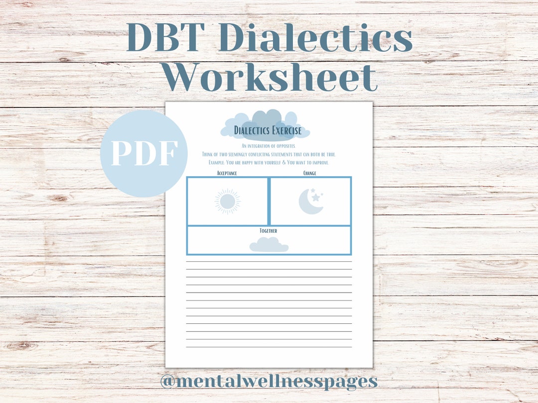 Dialectics Worksheet | DBT Tool | Dialectical Behavior Therapy | Self ...
