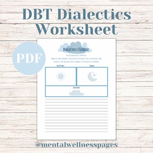 Dialectics Worksheet | DBT Tool | Dialectical Behavior Therapy | Self ...