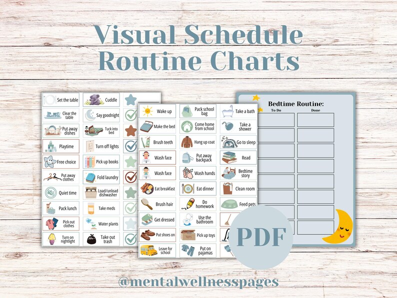 Visual Schedule, Kids Chore Chart, Daily Routine Cards, Visual Routine ...