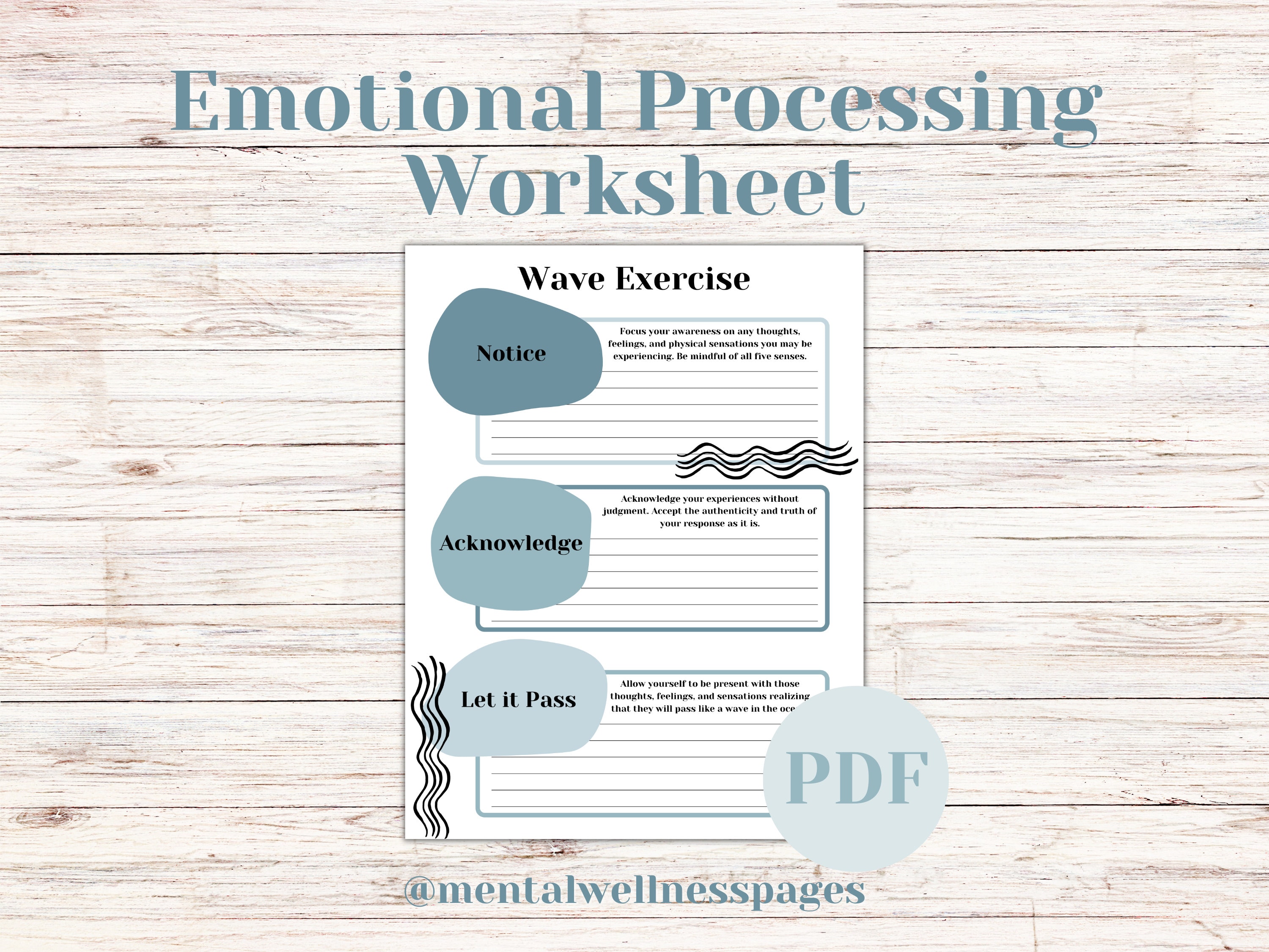 Wave Exercise | Emotional Processing Worksheet | Acceptance ...