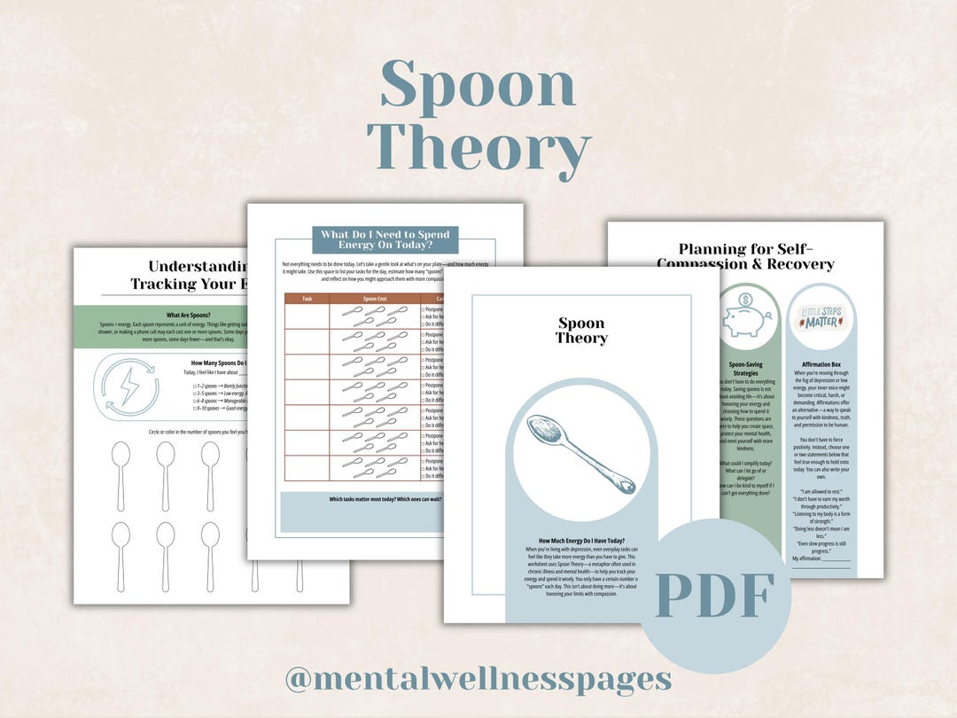 Spoon Theory Mental Health Therapy Worksheets, Burnout Recovery ...