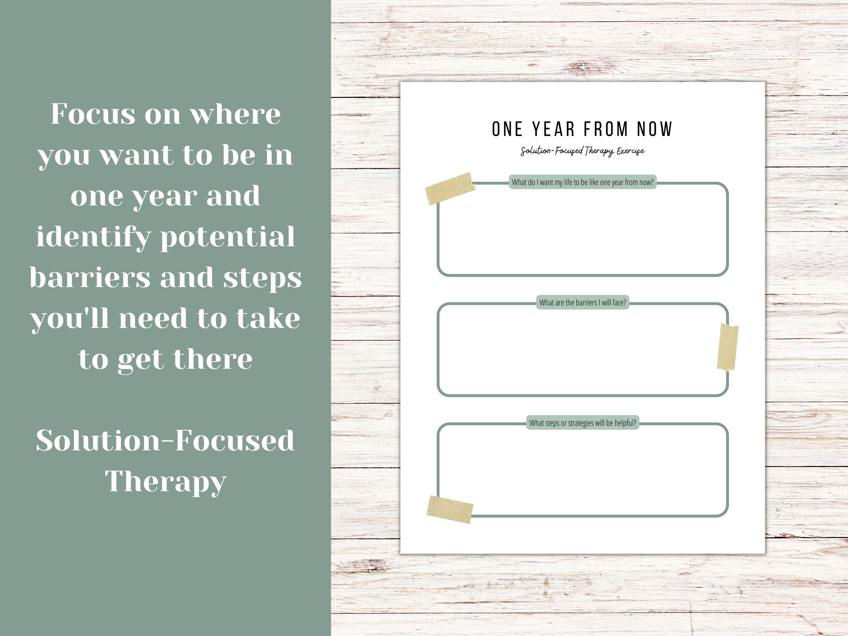 One Year From Now Worksheet | Solution-focused Therapy Activity ...