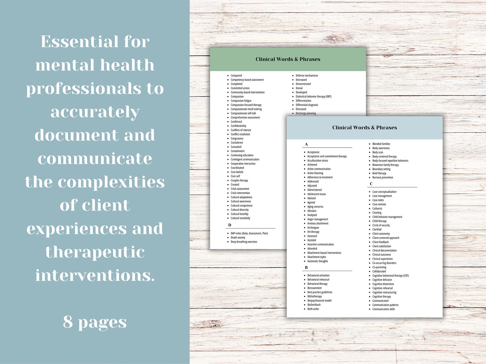 Clinical Words & Phrases, Therapy Interventions, Report Writing, Client ...