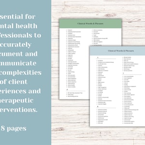 Clinical Words & Phrases, Therapy Interventions, Report Writing, Client ...