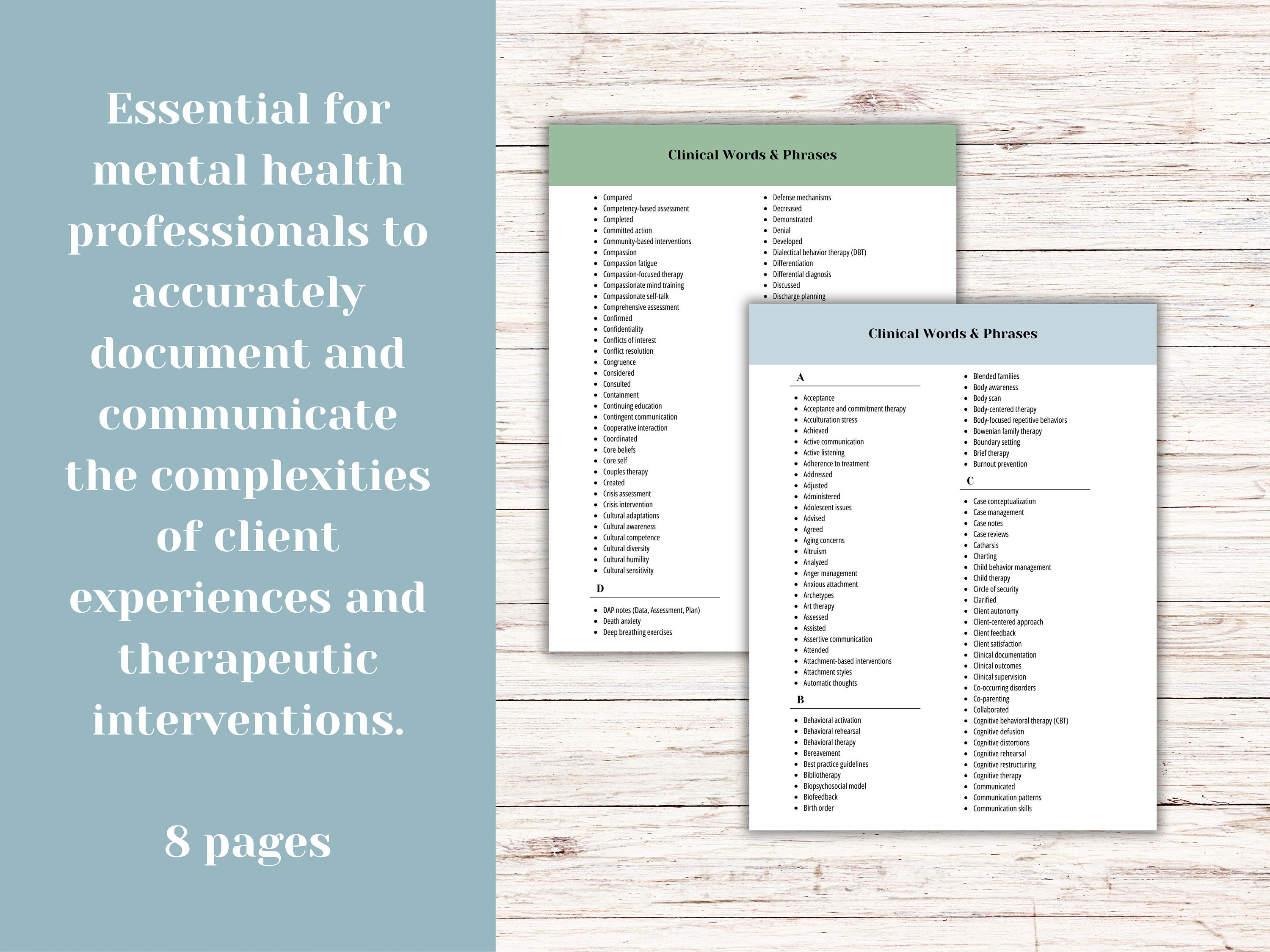 Clinical Words & Phrases, Therapy Interventions, Report Writing, Client ...