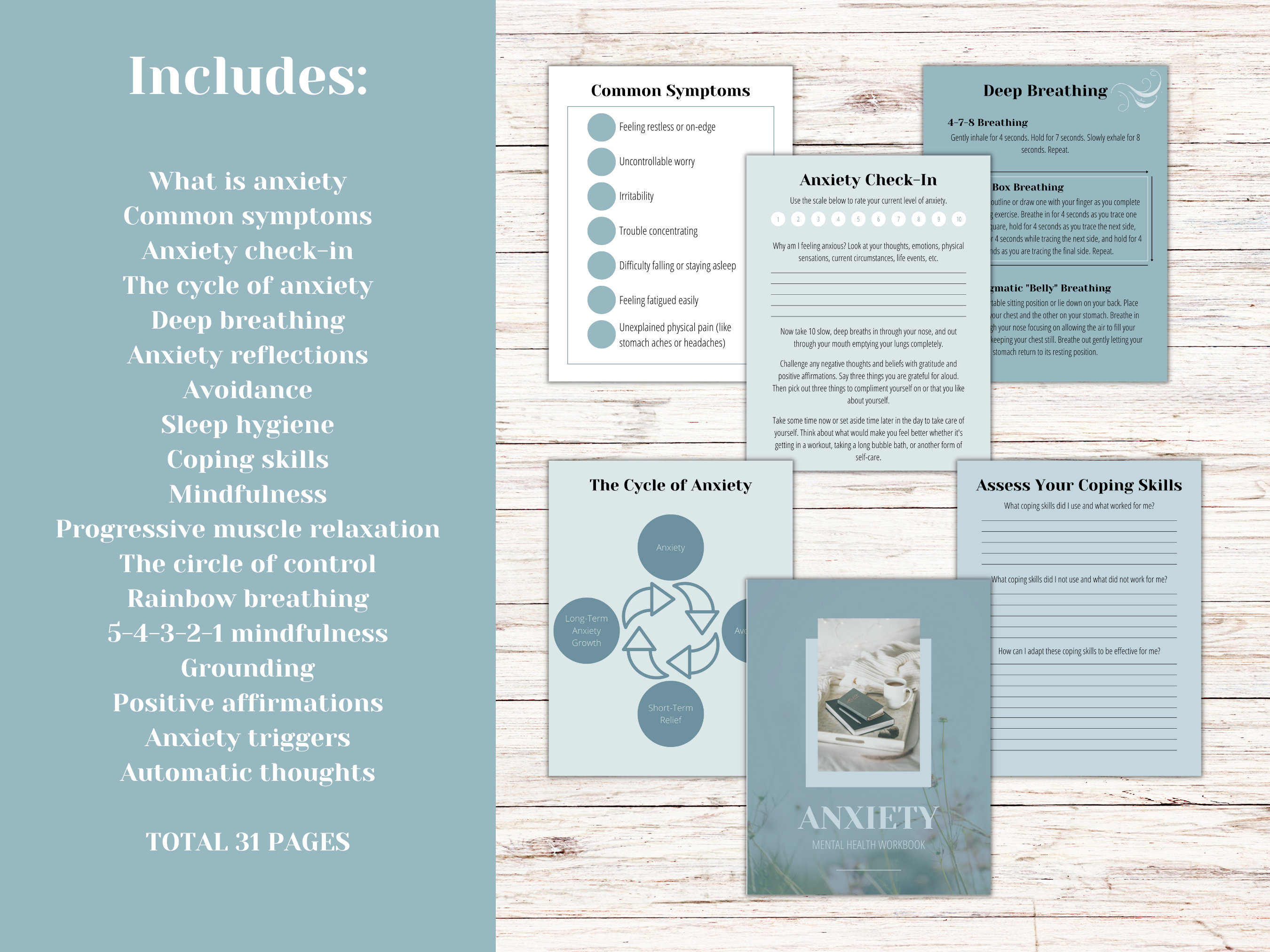Anxiety Workbook | Anxiety Coping Skills | Anxiety Relief | Therapy ...