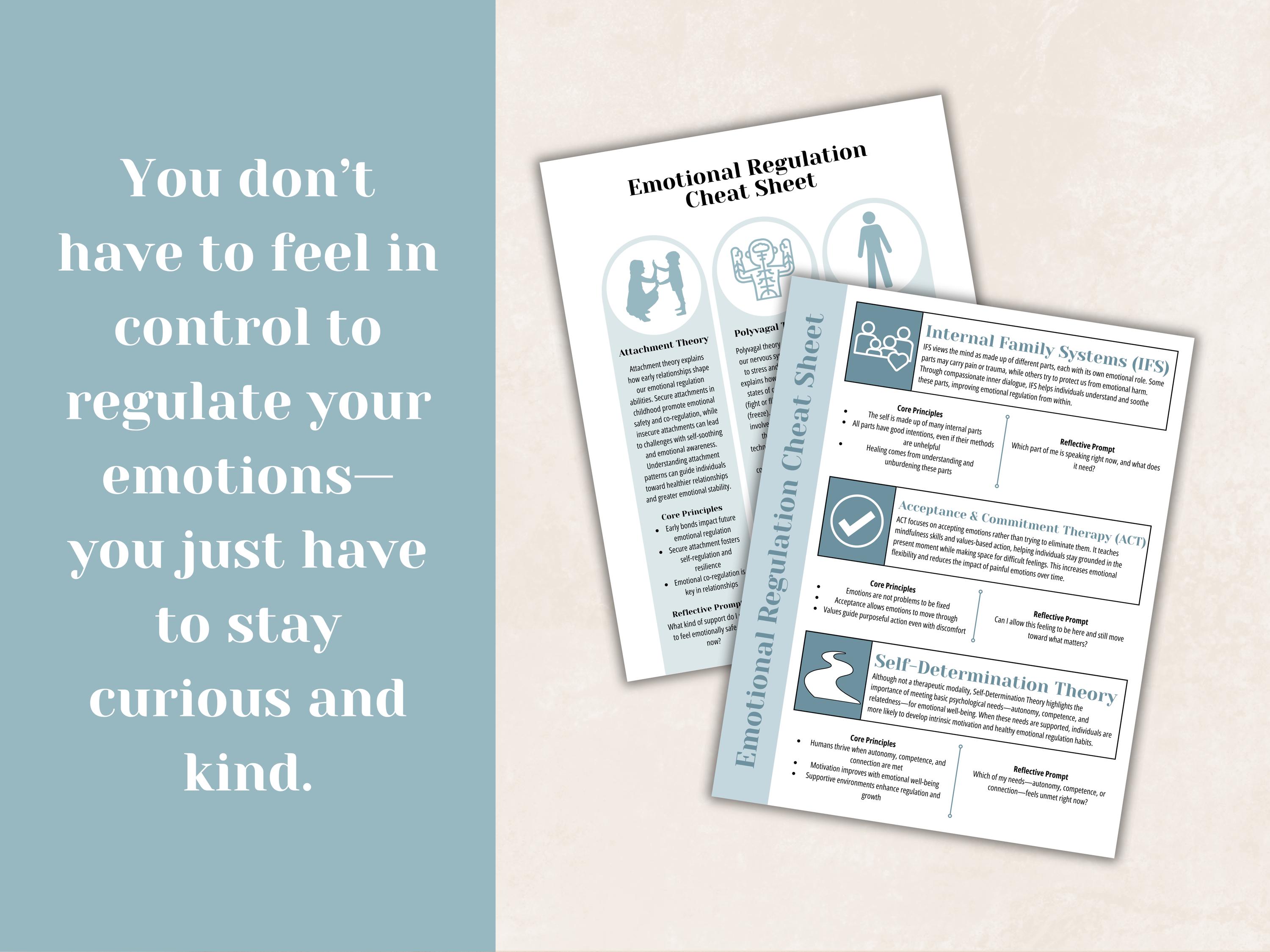 Emotional Regulation Cheat Sheets, Therapy Office Forms, Emotional ...