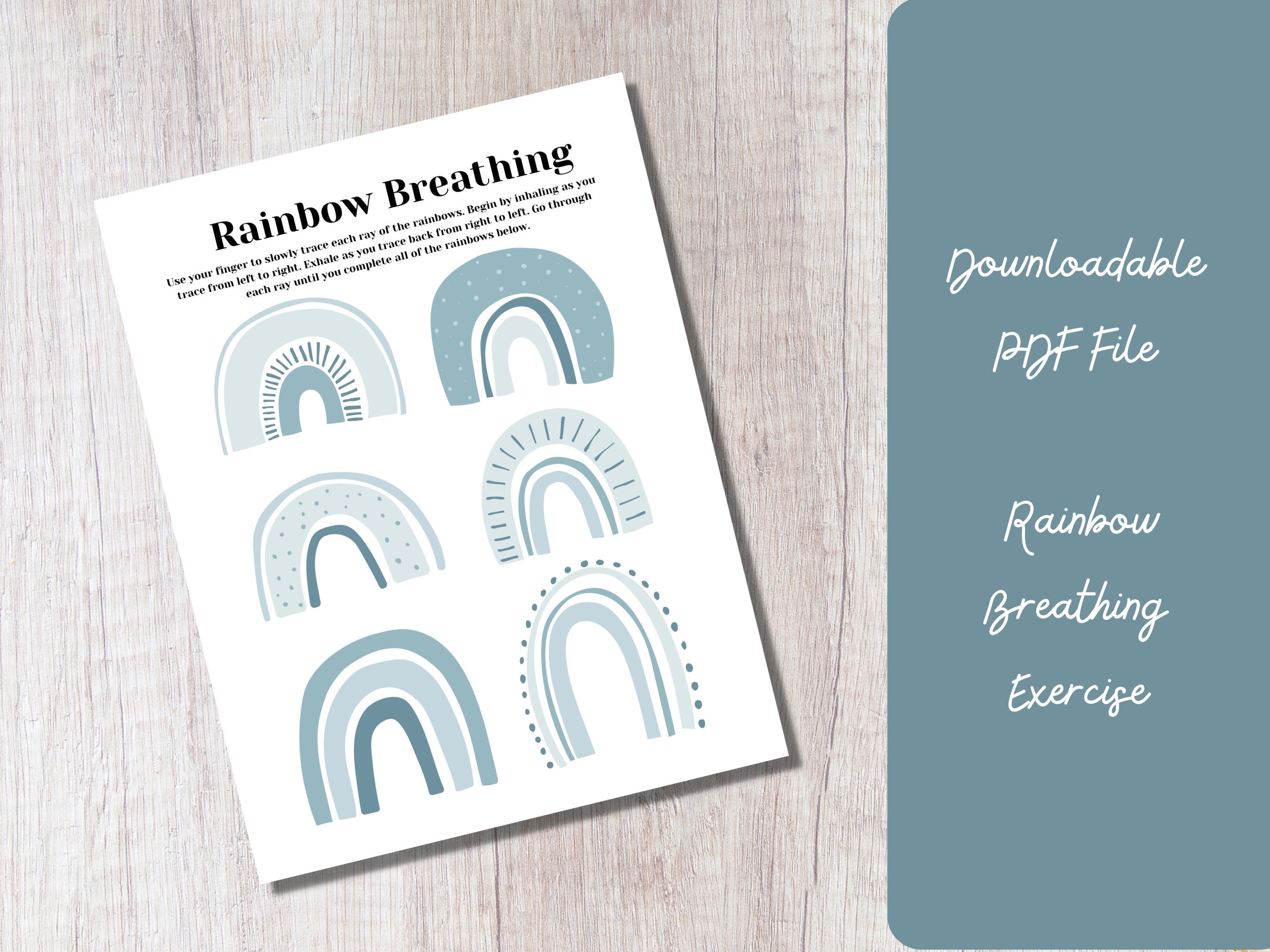 Rainbow Breathing Deep Breathing Exercise Mindful | Etsy