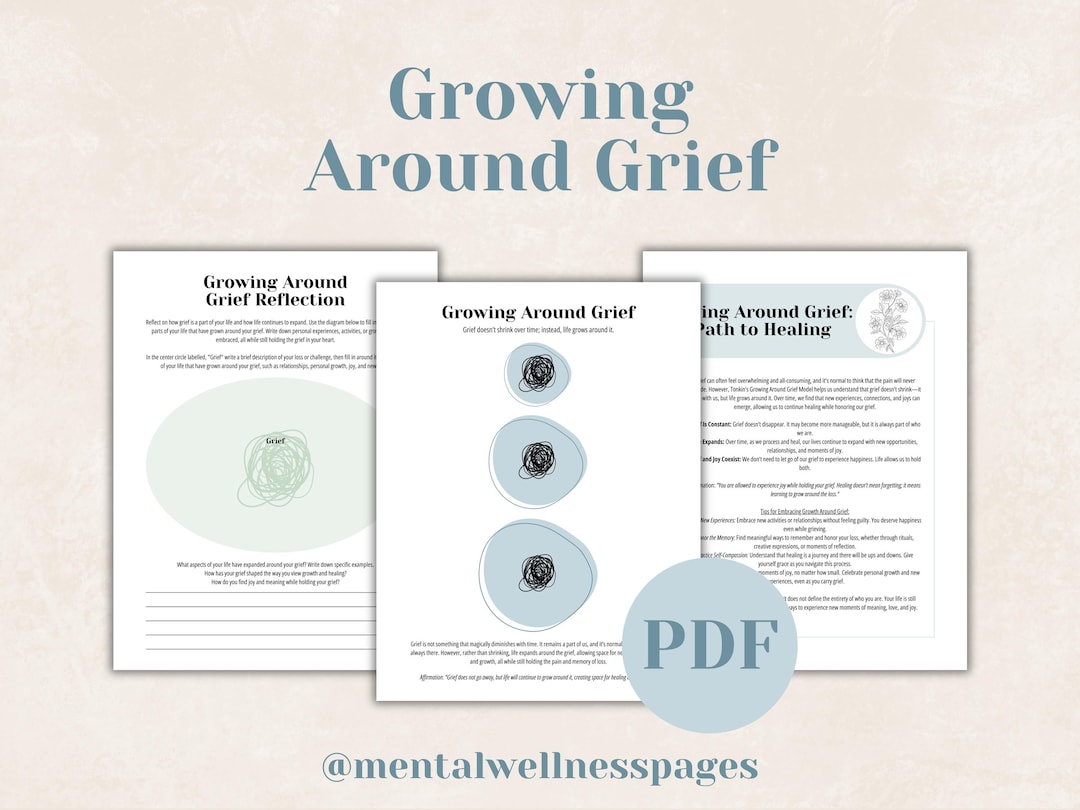 Growing Around Grief, Therapy Worksheets, Grief Care Package, Grief ...
