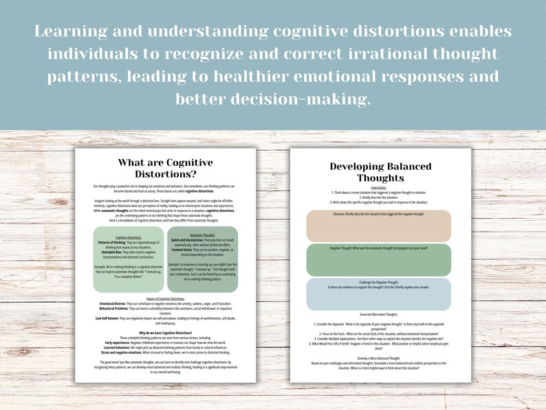 Challenging Negative Thoughts, CBT Worksheets, DBT, Positive Thinking ...