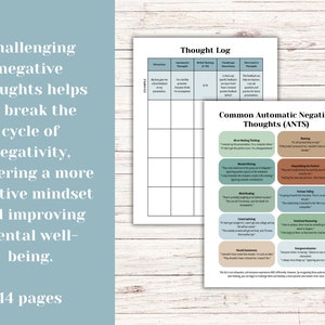 Challenging Negative Thoughts, CBT Worksheets, DBT, Positive Thinking ...