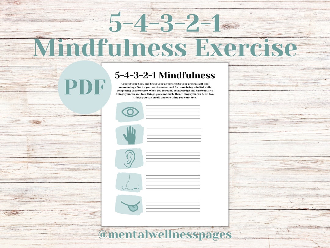 5-4-3-2-1 Mindfulness Exercise, Grounding Tool, Being Present, Focusing ...