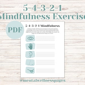 5-4-3-2-1 Mindfulness Exercise, Grounding Tool, Being Present, Focusing ...
