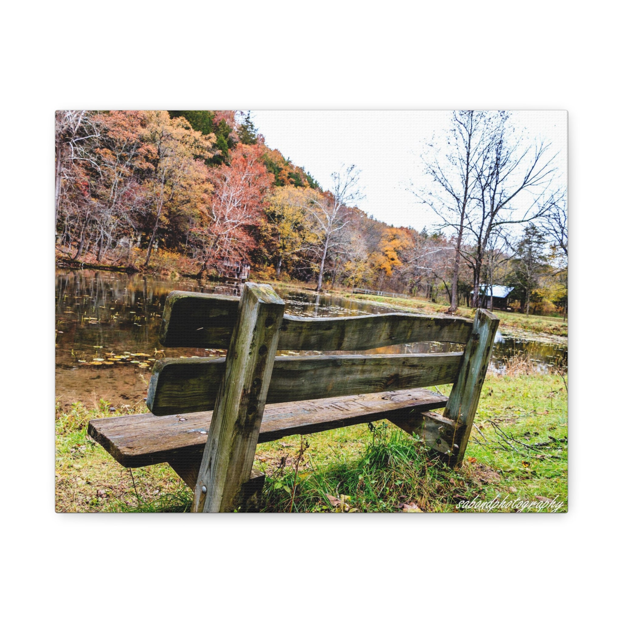 Falling Springs Mill Bench Fall Water Autumn Color Decor - Etsy