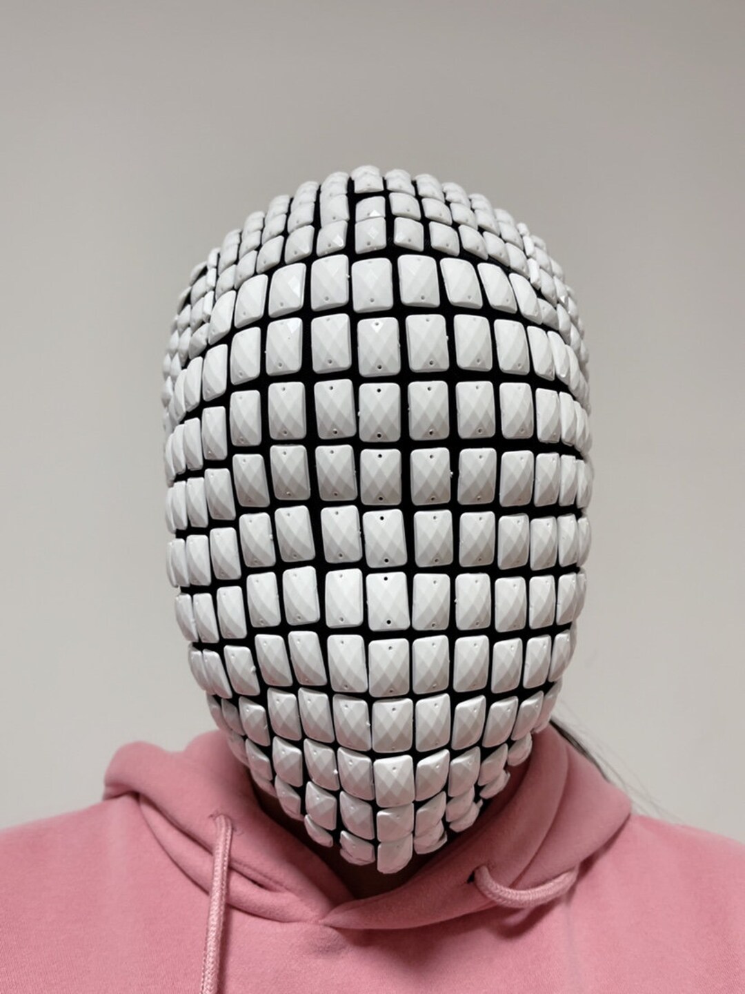 White Stones Full Head Haute Couture Mask for Masquerade, Rapper ...