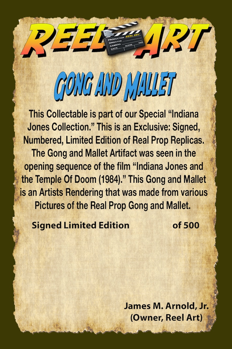 Indiana Jones Temple of Doom, Gong and Mallet, Real Prop Replica, Solid ...