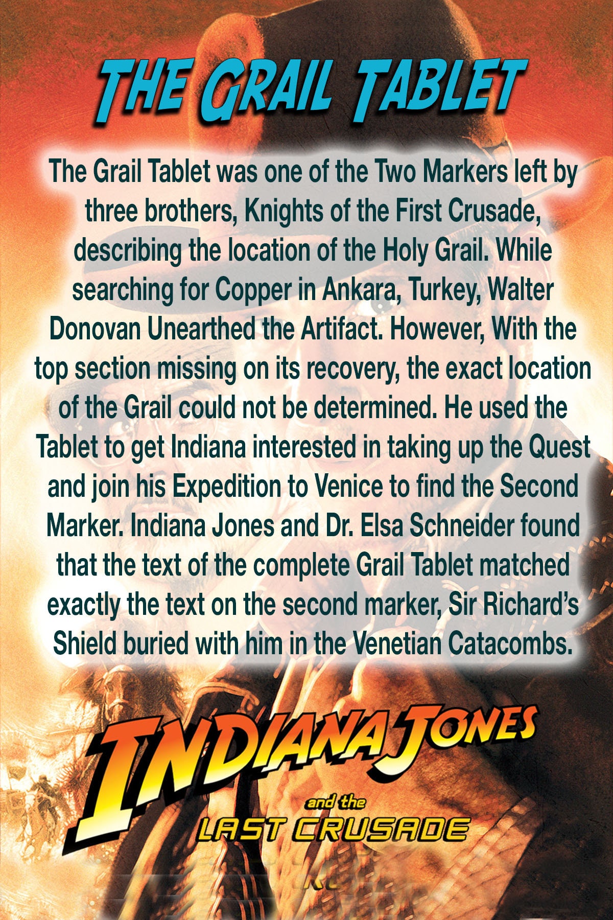 Indiana Jones, Grail Tablet, Full Size, Real Prop Replica, Resin ...