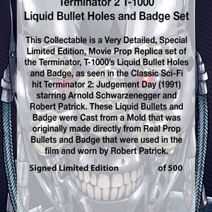 Terminator 2, Judgment Day, T-1000, Liquid Bullet Holes and Badge Set ...