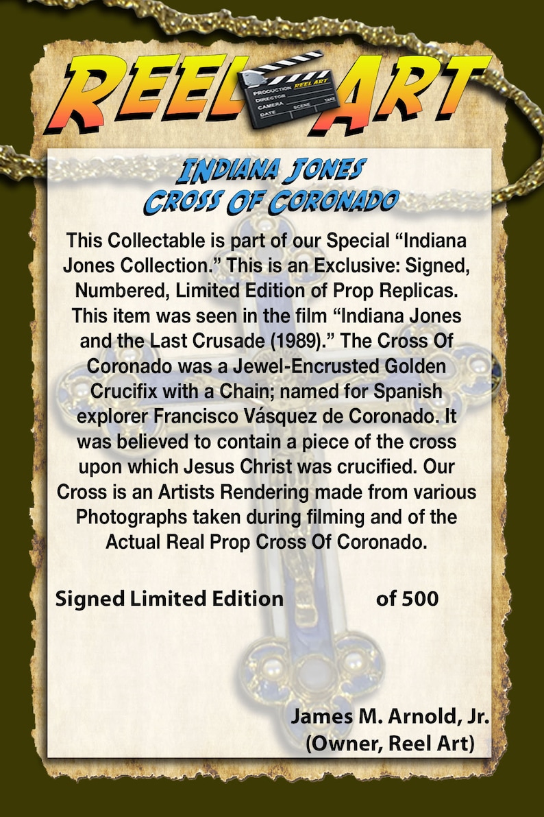 Indiana Jones, Cross of Coronado, Solid Metal, Gold, Real Prop Replica ...