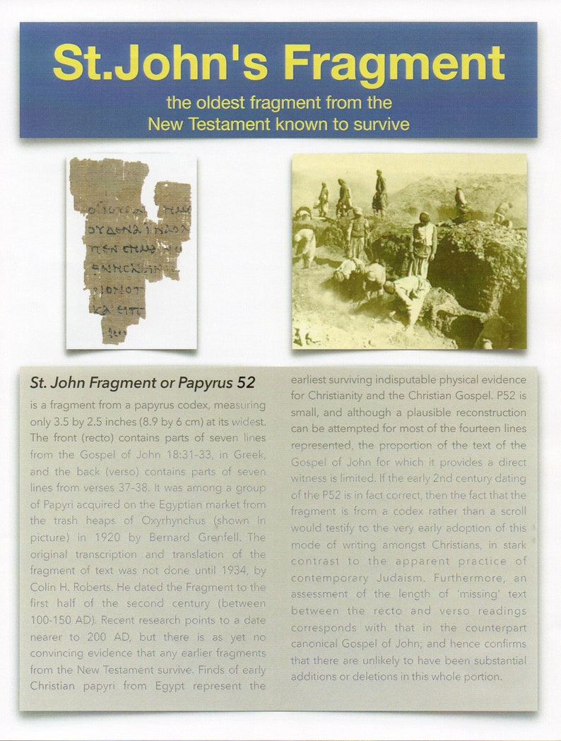 St John Fragment or Papyrus 52 the Oldest New Testament Piece - Etsy