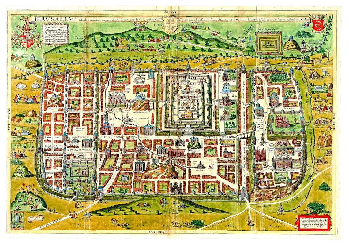 Ancient Templar and Biblical Maps of Jerusalem, Shows Ancient Sites ...