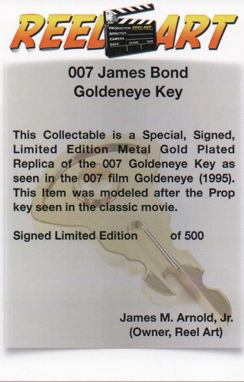 007, Goldeneye Gold Key, Real Prop Replica, Gold Plated Metal, Display ...
