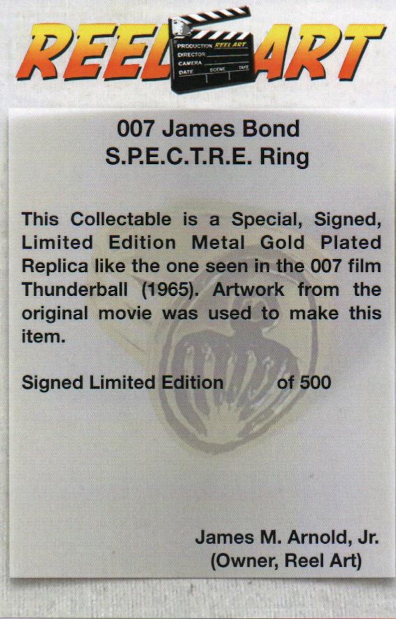 007 James Bond, Thunderball SPECTRE Ring Type-b , Prop Replica, Metal ...