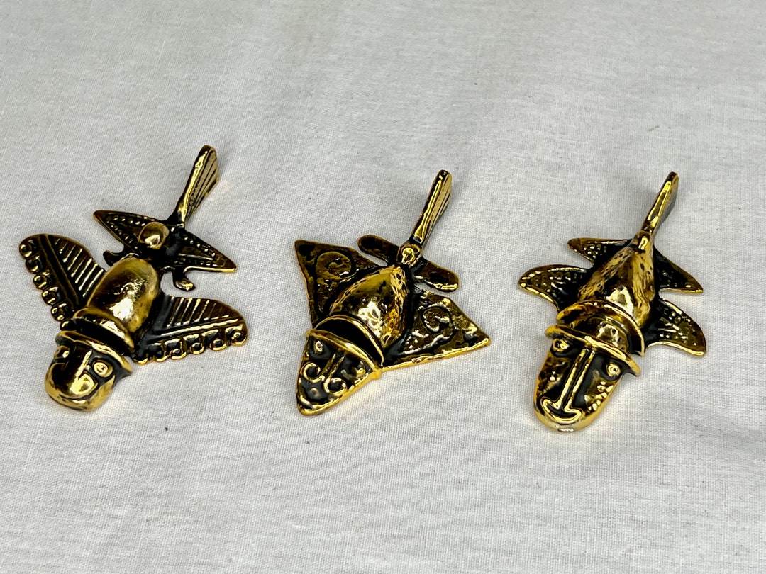 Ancient Aircraft Flying Machine Set, Aztec, Mayan, Inca, Metal, Signed ...