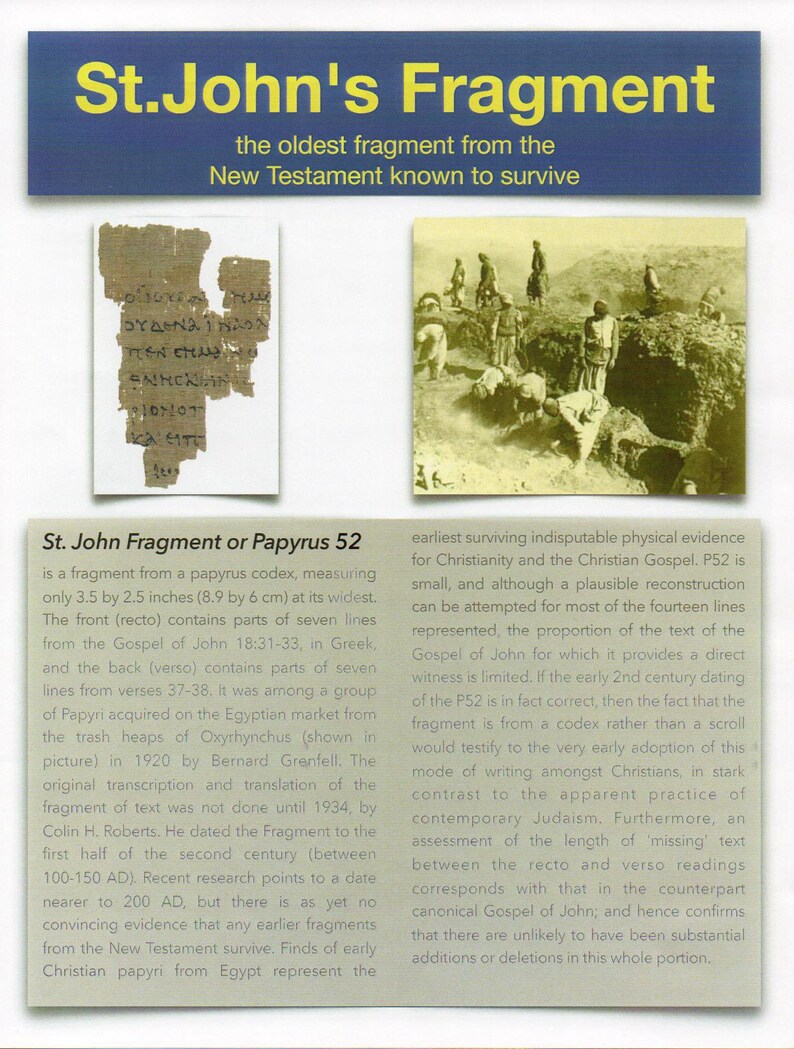 4 Piece Biblical Papyrus Fragment Set, St John, Pauline Epistle ...
