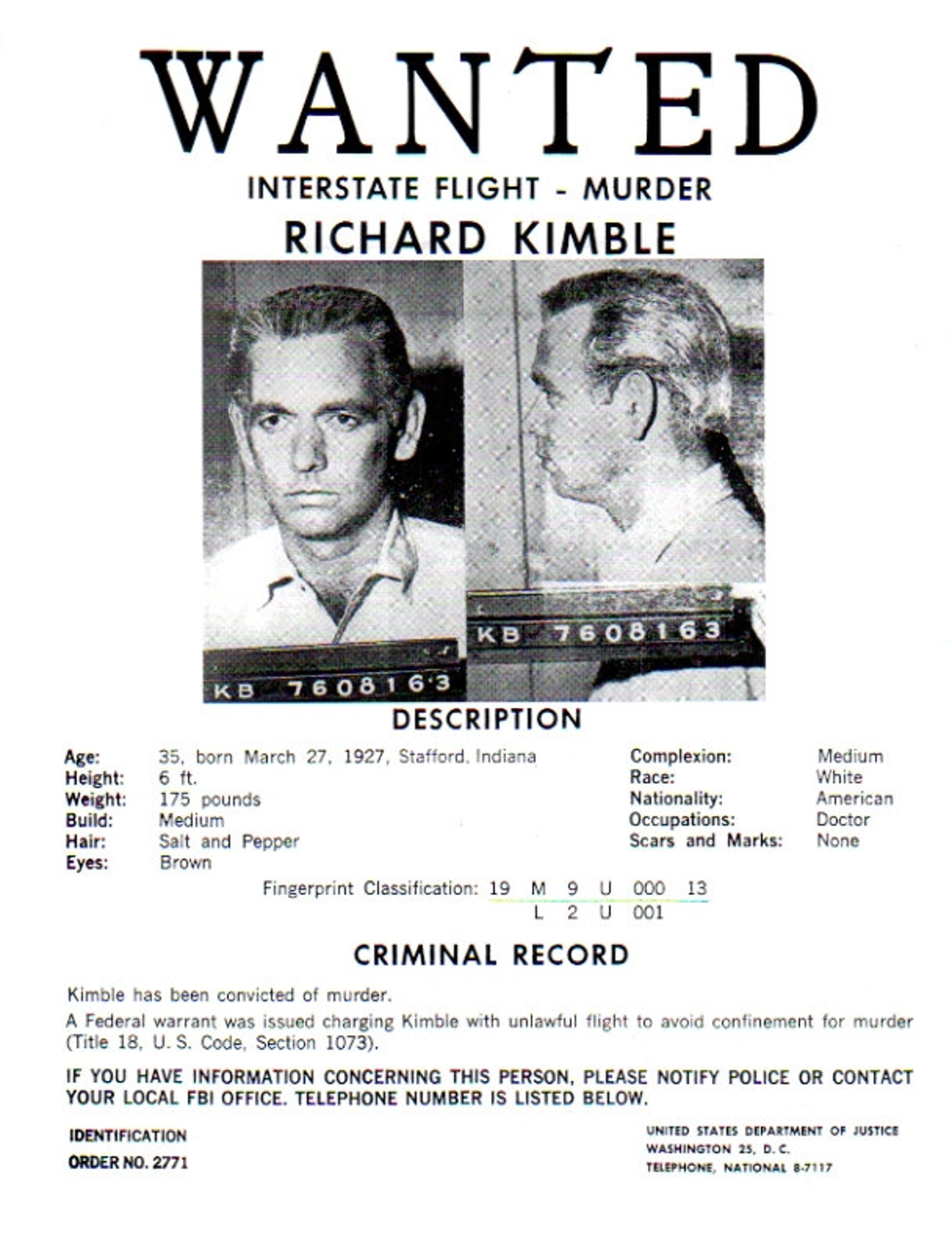 The Fugitive Wanted Poster David Janssen Plus Free Fugitive - Etsy ...