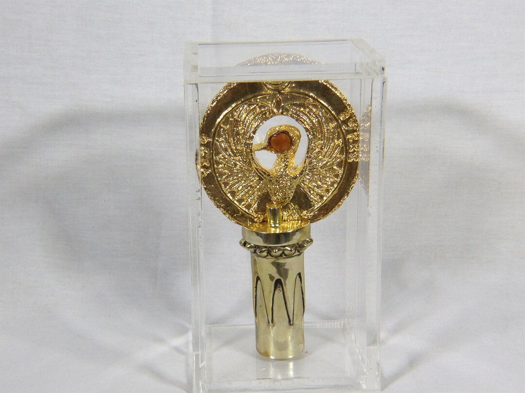 Indiana Jones, Staff of RA Headpiece, Plated Gold, Stand, Red Jewel and ...