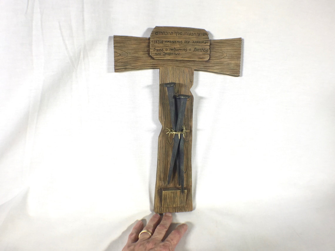 Crucifix With Roman Nails Crown of Thorns Titulus Crucis and - Etsy