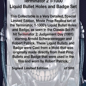 Terminator 2, Judgment Day, T-1000, Liquid Bullet Holes and Badge Set ...