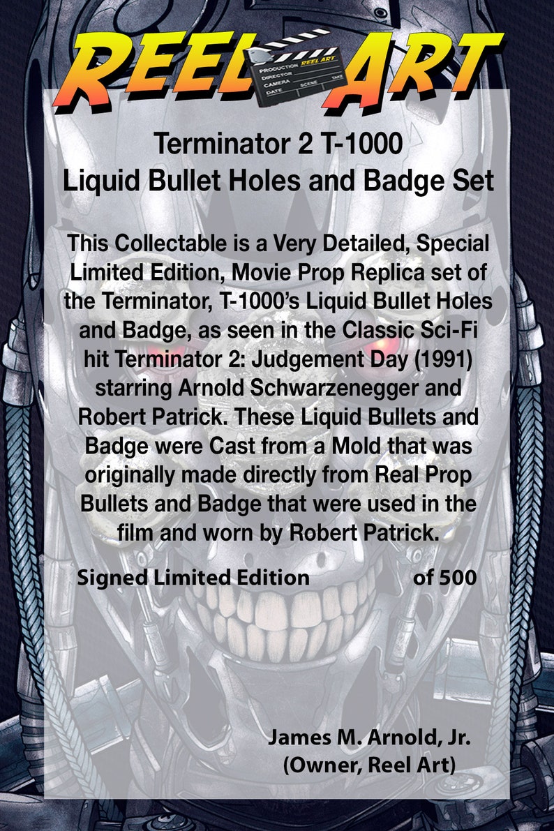 Terminator 2, Judgment Day, T-1000, Liquid Bullet Holes and Badge Set ...
