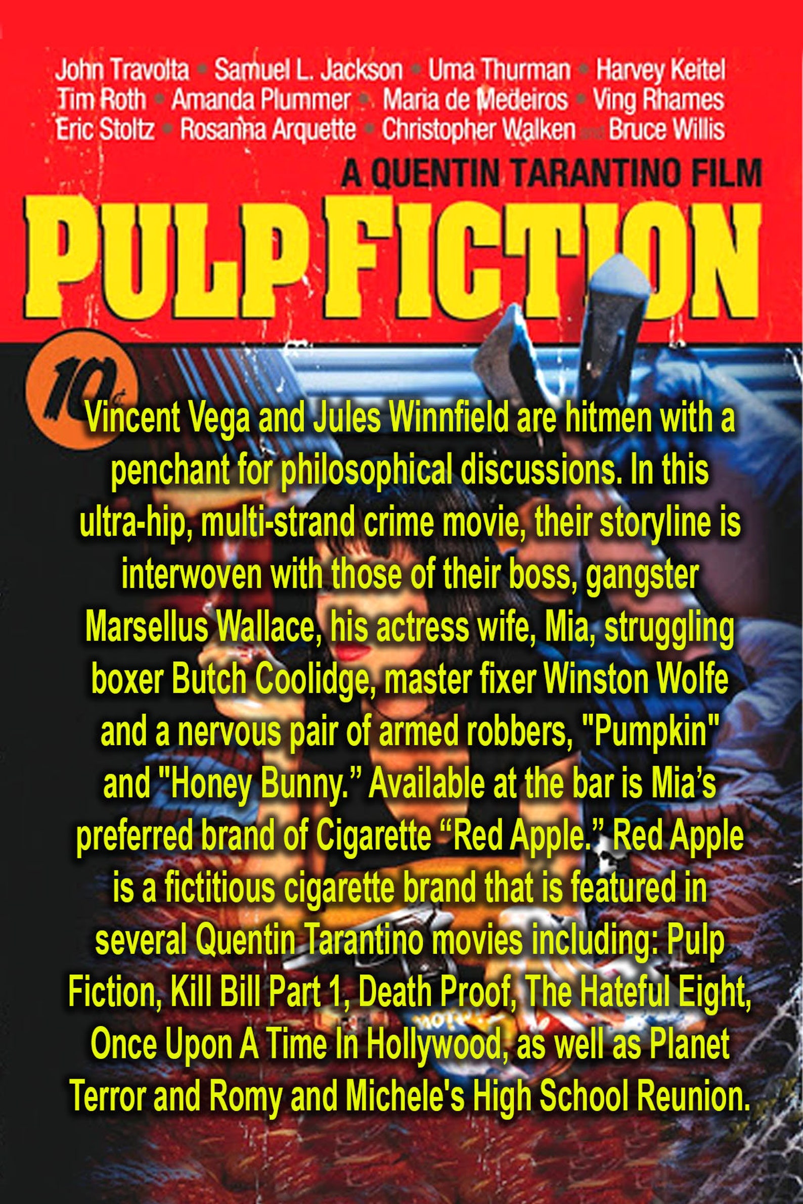 Pulp Fiction Red Apple Soft Pack, Prop Replica, Shrink Wrapped, Plastic ...