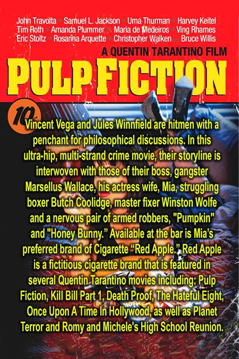 Pulp Fiction Red Apple Soft Pack Prop Replica Shrink | Etsy