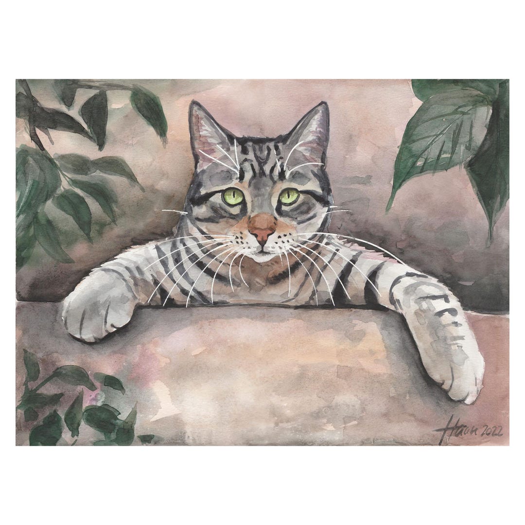 Tabby Cat, Cat, Original Art, Handpainted, Original Painting ...