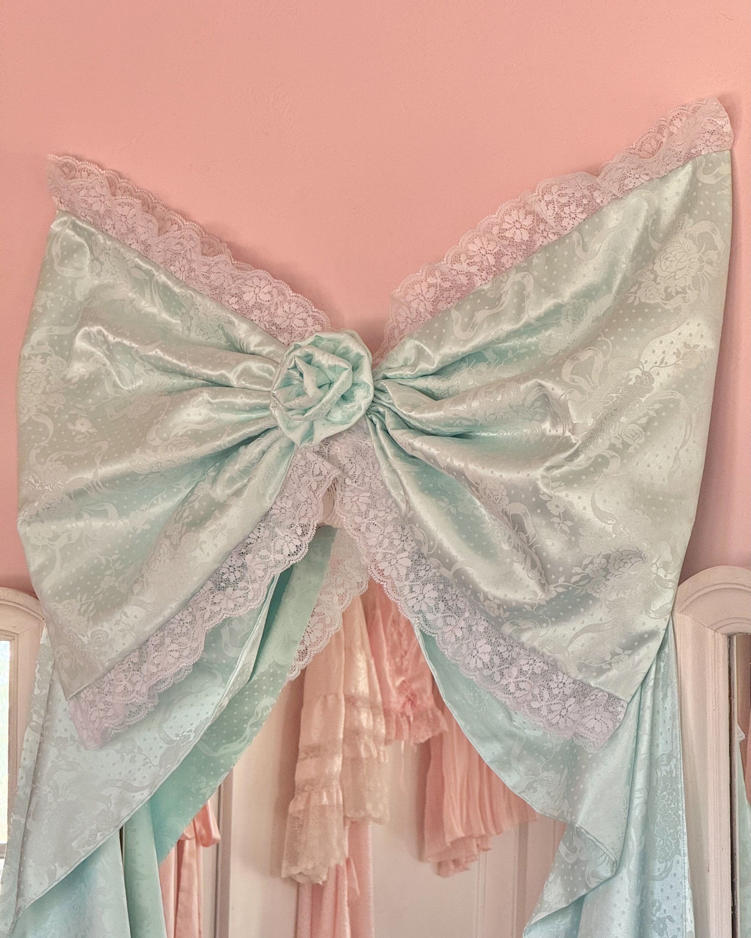 Minty Blue Ribbons & Polka Dots Bow | Lace Bow Birthday Bridal Shower ...