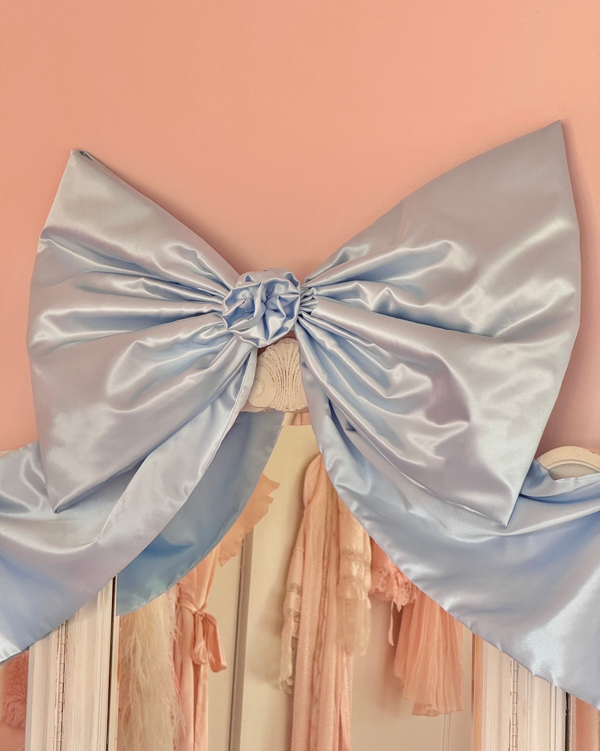 Baby Blue Satin Bow | Lace Bow Birthday Bridal Shower Tea Party Garden ...