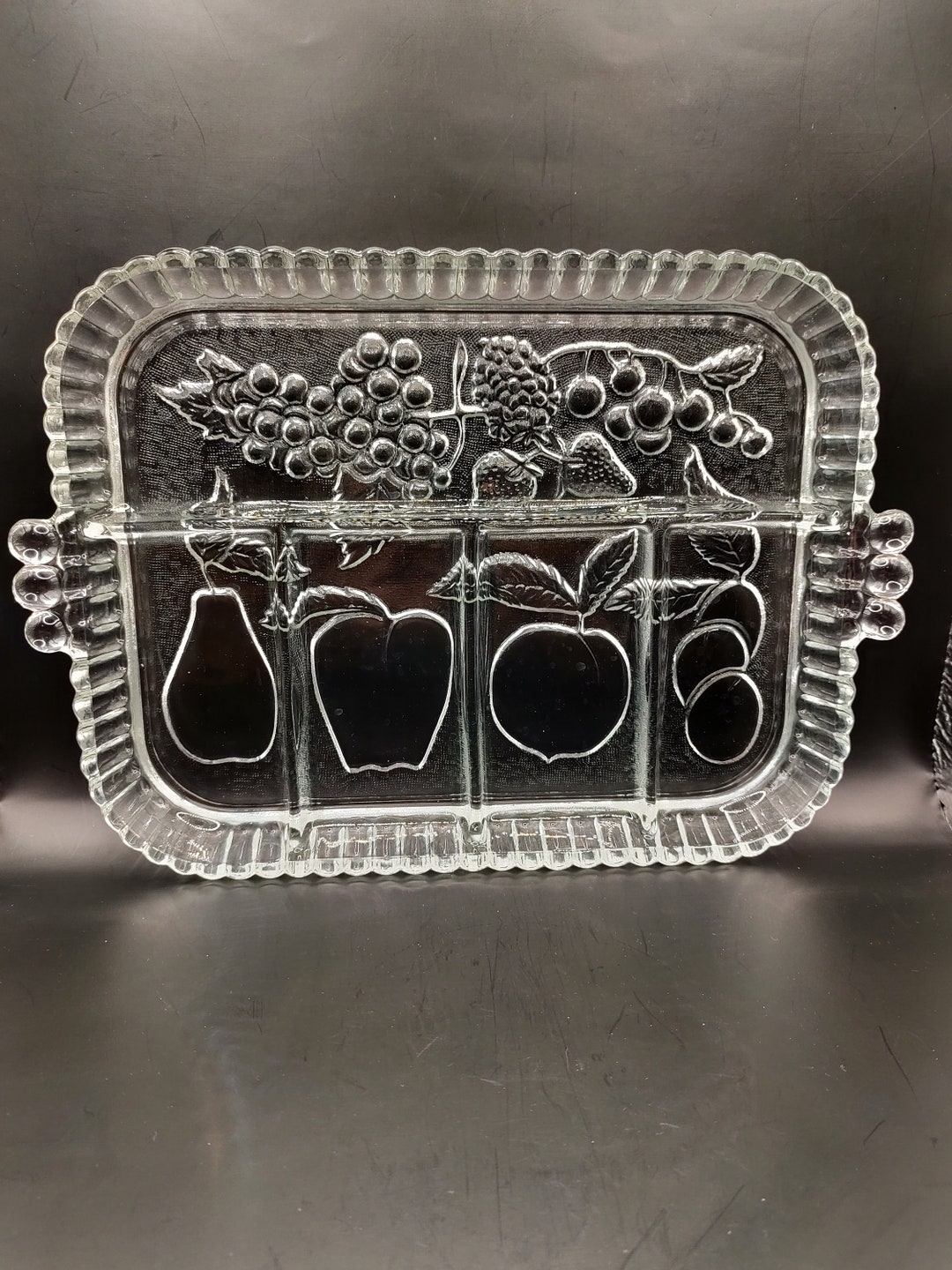 Vintage Indiana Glass Fruit Print Relish Tray - Etsy