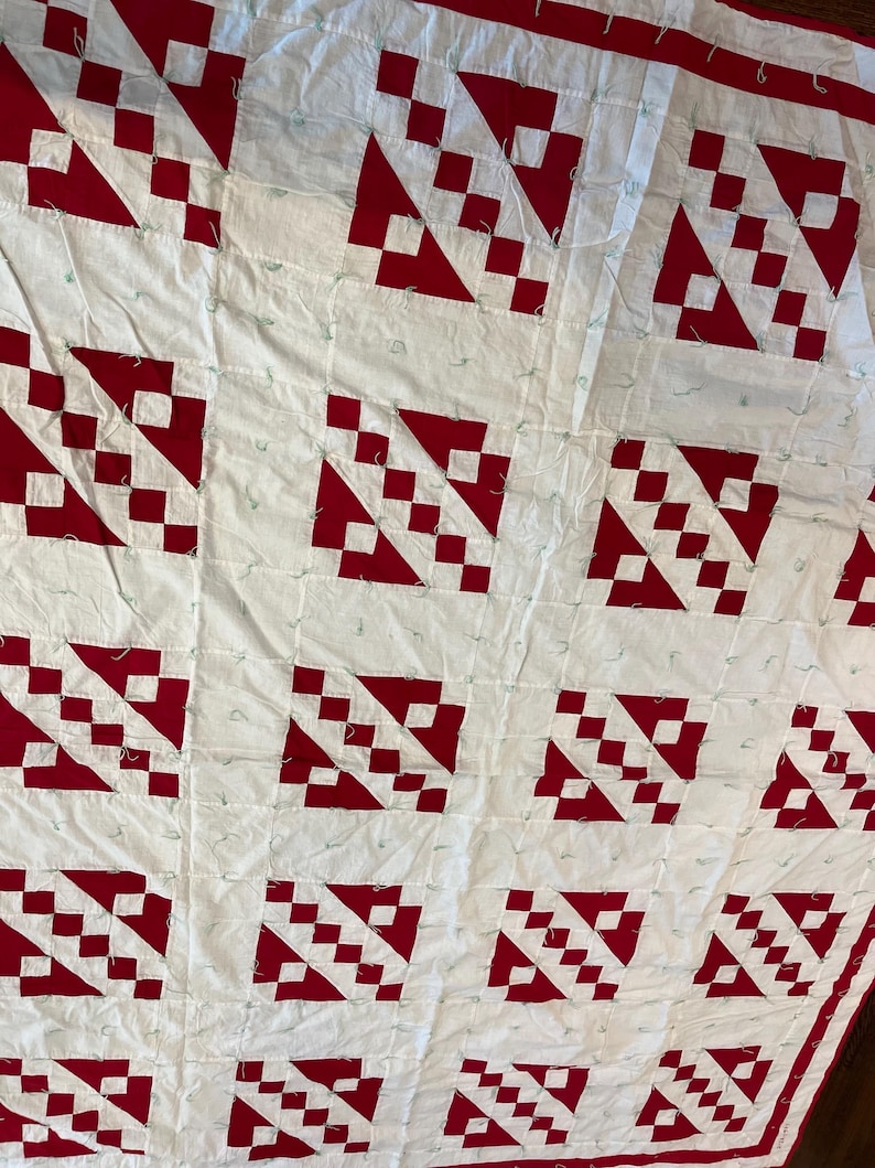 Vintage Jacob’s Ladder Tacked Quilt - Etsy