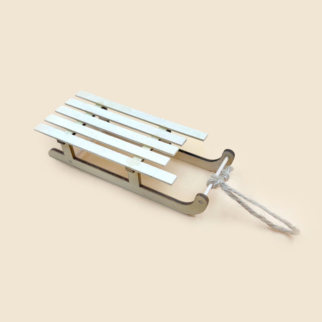 Miniature Wooden Sled 2pcs/set Mini Sleigh Dollhouse Miniature Home ...