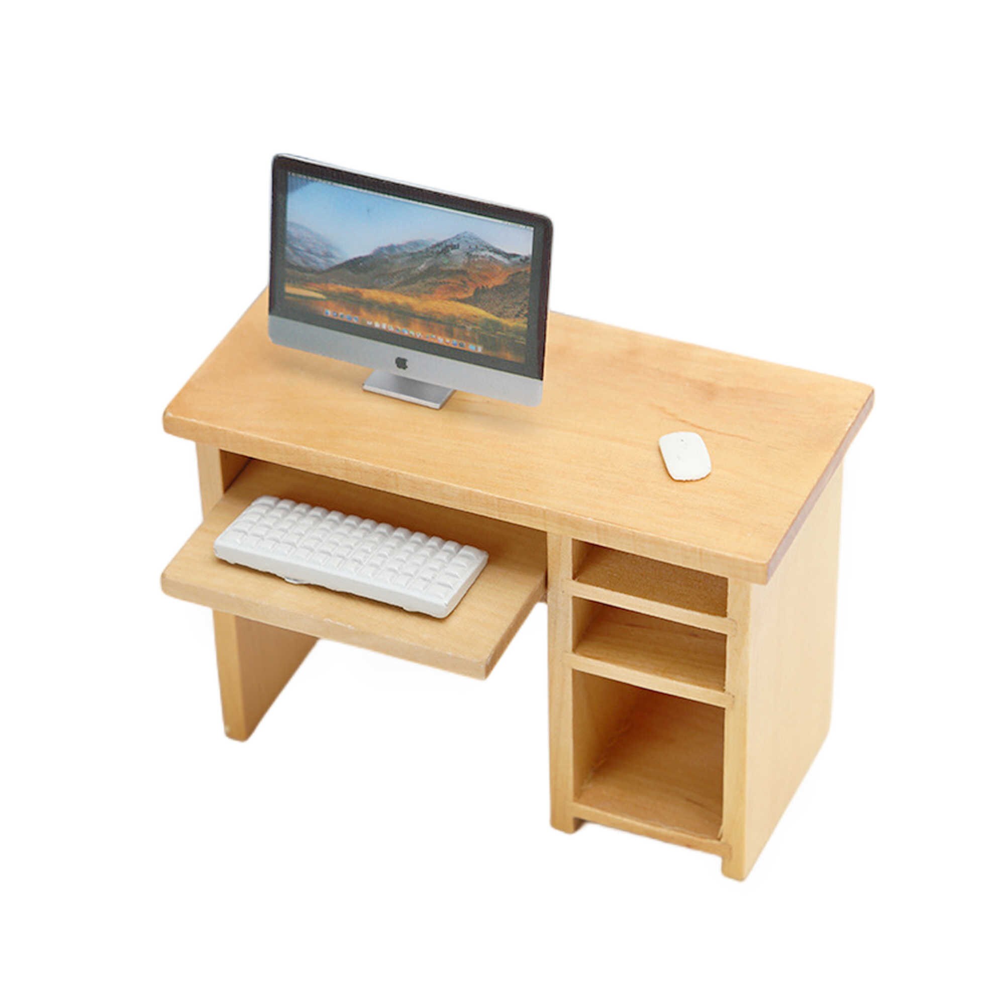 Miniature Wooden Computer Table Miniature Furniture Dollhouse - Etsy