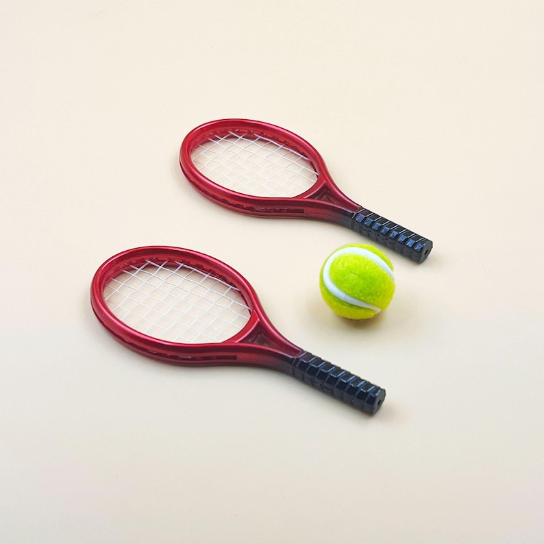 Miniature Tennis Racket Set Sport Miniatures Dollhouse Miniatures Home ...