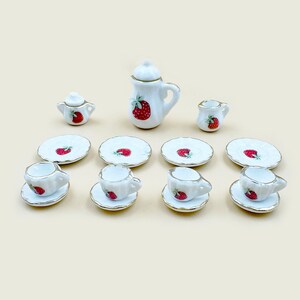Miniature Ceramic Pot Cup Dish Tea Cup Set Mini Teaset Dollhouse ...
