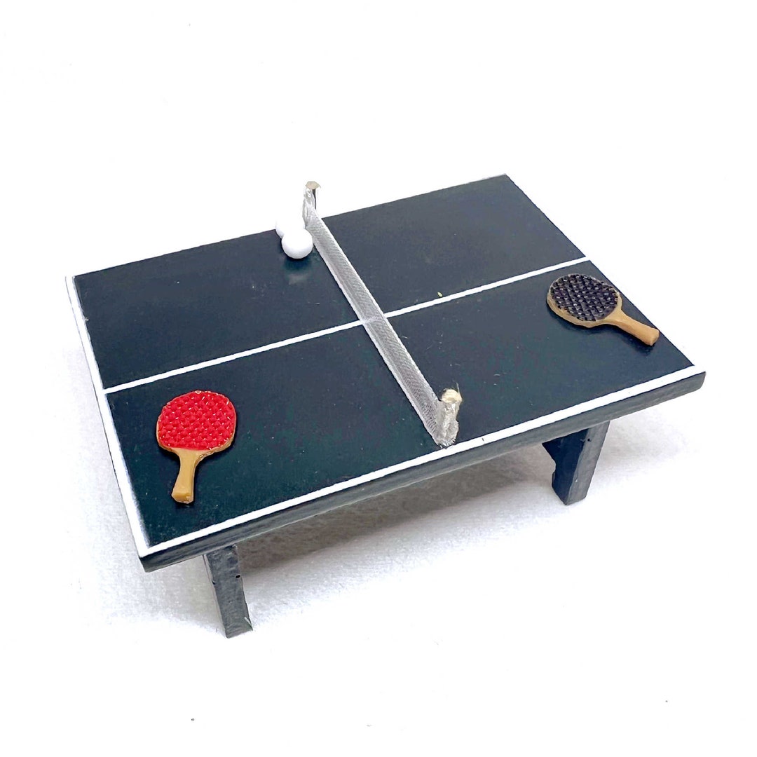 Miniature Ping Pong Table Paddle Set Sport Miniatures Dollhouse ...