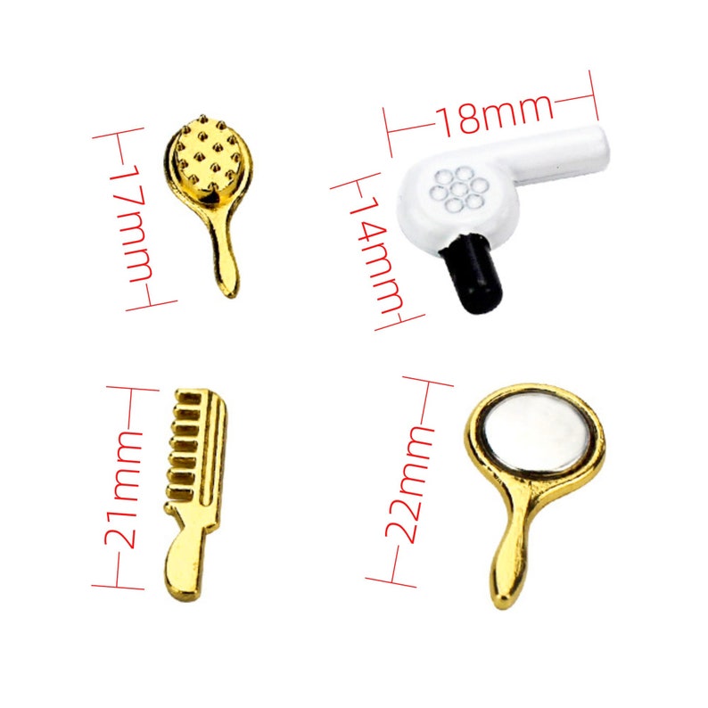 Miniature Hair Comb Mirror Set Dollhouse Miniatures Home Decoration ...